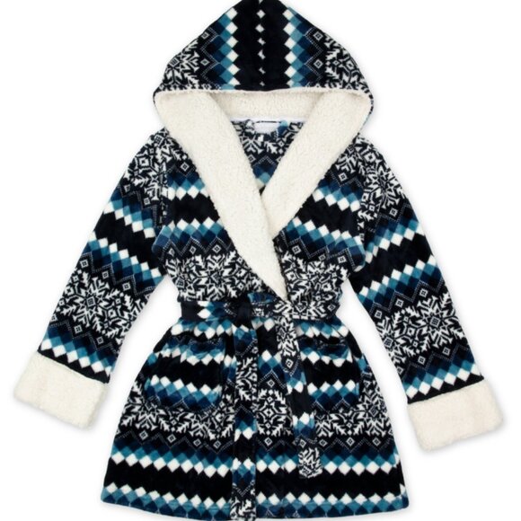 Intimates & Sleepwear | Womens Fluffy Plush Robe With Hood Nordic ...